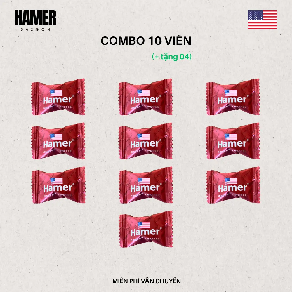 Kẹo Sâm Hamer Mỹ Chính Hãng - Combo 10 Viên (tặng 4)
