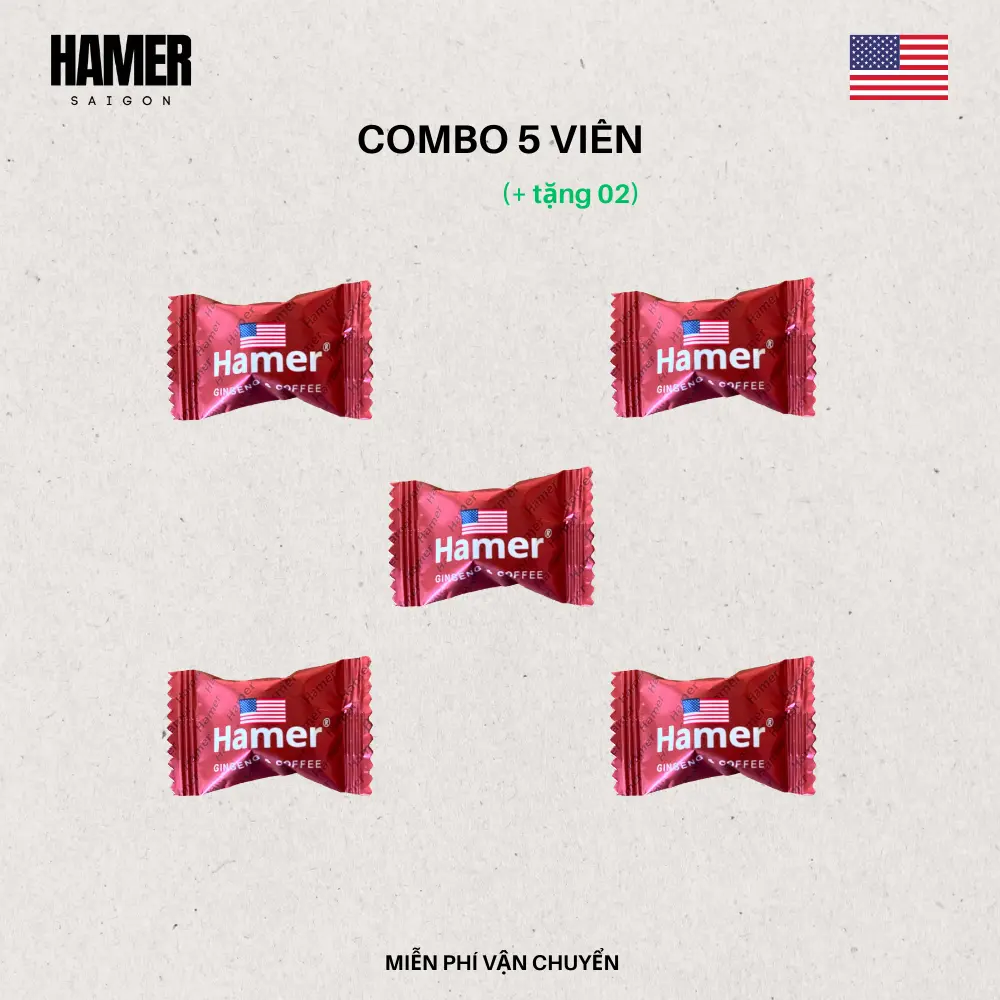 Kẹo Sâm Hamer Mỹ Chính Hãng - Combo 5 Viên (tặng 2)