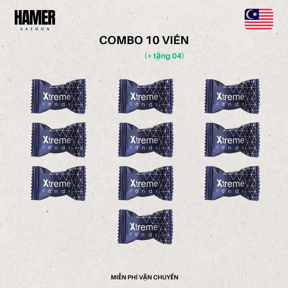Kẹo Sâm Xtreme Candy Chính Hãng - Combo 10 Viên (tặng 4)